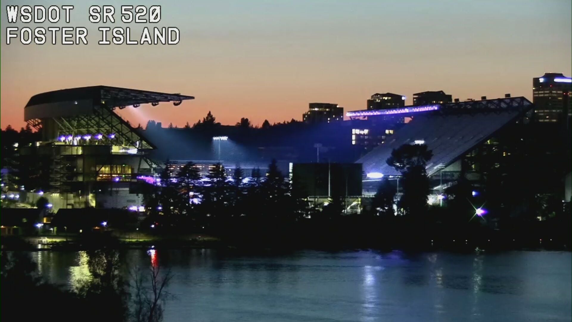Husky Stadium At Night