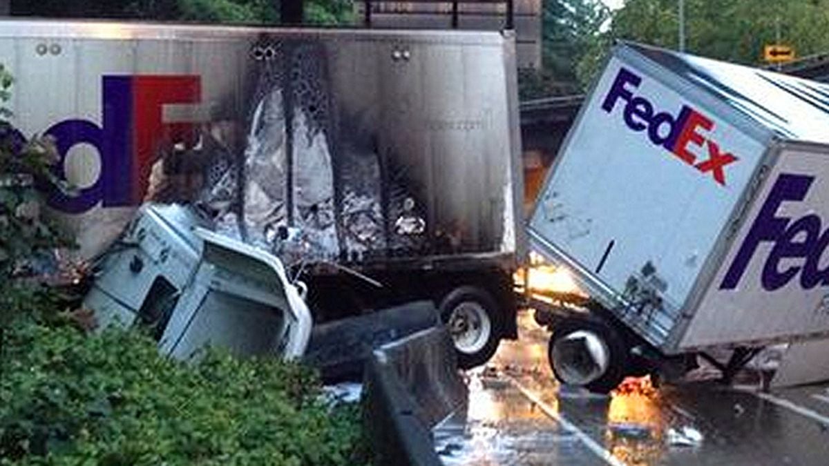Were FedEx packages damaged in I-5 crash and fire?